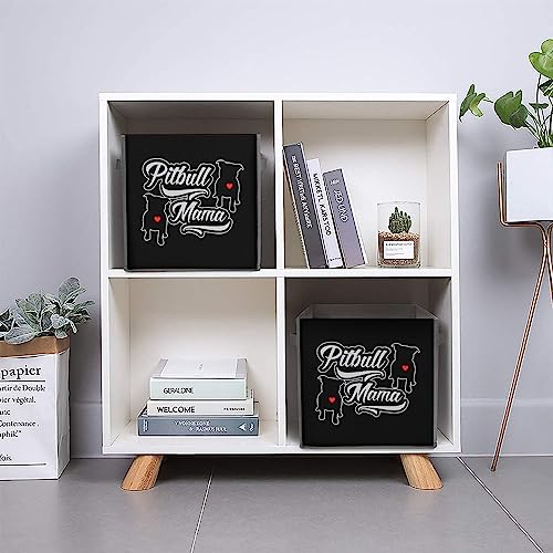Pitbull Mama1 Storage Cubes with Handles Foldable Fabric Bins Organizing Baskets for Shelves Closet