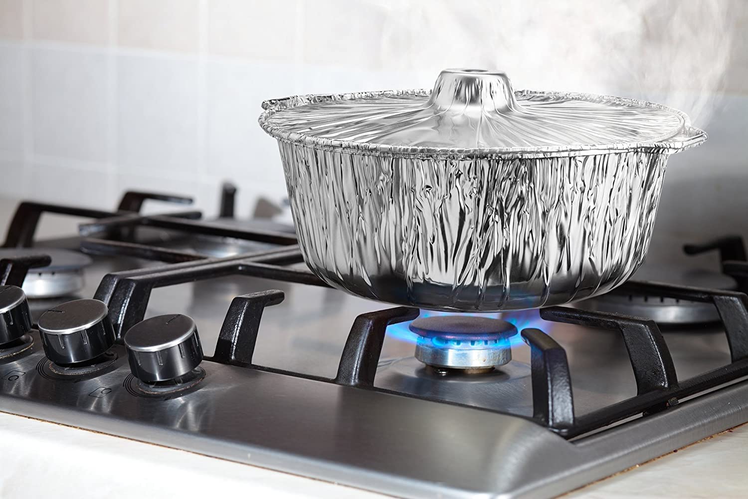 Nicole Fantini Disposable Aluminum Pot With Lid Complete Set Good to use on Stove (3, Small: 3.5Qrtz: 9X5 (LXH)), Silver
