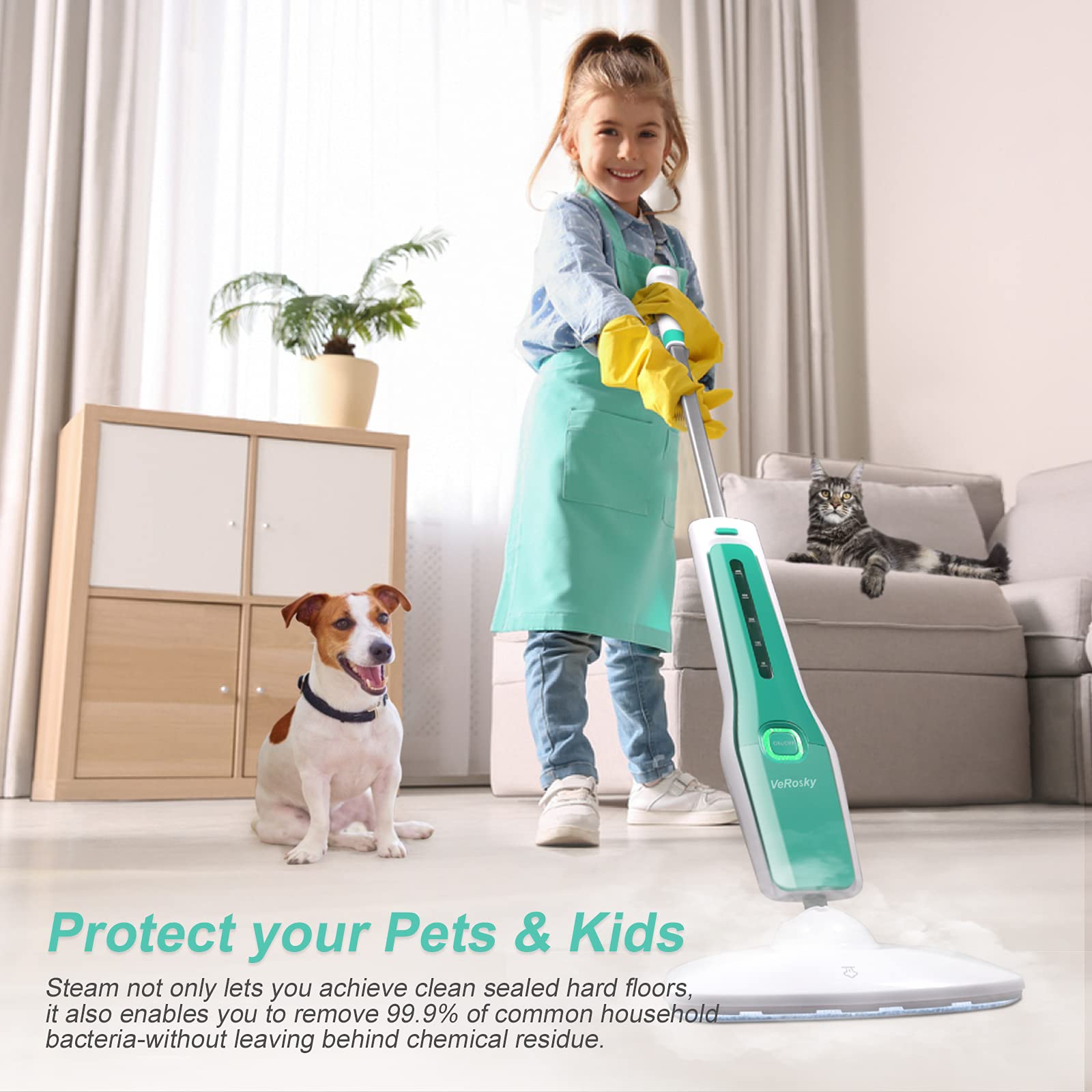 Steam Mop, Steamer for Cleaning Hardwood Floor Cleaner for Tile Grout Laminate Ceramic, Lightweight Steam Mops Machine with 3 Steam Levels