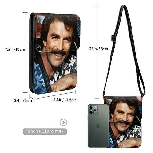 Tom Selleck Small Crossbody Cell Phone Bag For Women'S, Portable Multifunction Shoulder Bag Card Hold Purse,With Removable Shoulder Strap