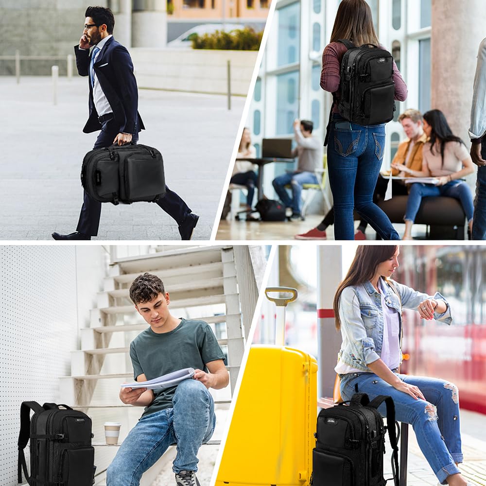 NEHOR Travel Backpack for Men Women,40L Carry on Backpack Flight Approved,17 In Laptop Backpack with USB Charging Port,Grey
