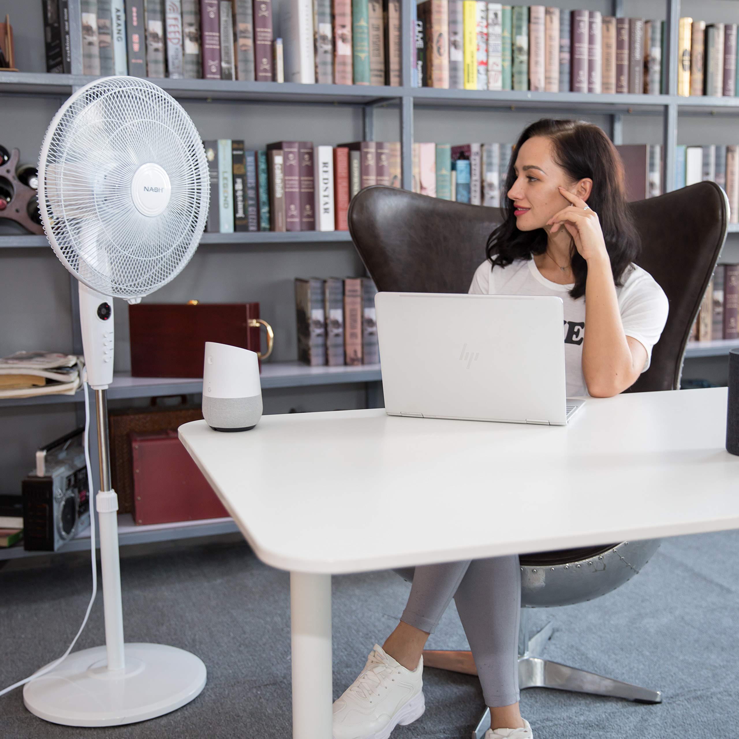 NASH Alexa, Google Home, Siri, WiFi Smart Oscillating Pedestal Fan w/Voice & App Control | 16” Quiet Stand Up Fan, Adjustable Height, WiFi App Programmable for 3 Speeds, 3 Modes, Timer PF-1 CoolSmart