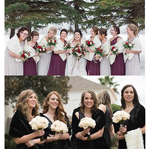 Olbye Women's Faux Fur Shawls Wraps Wedding Fur Stole Shrug Cape For Women Warm Scarf (White)