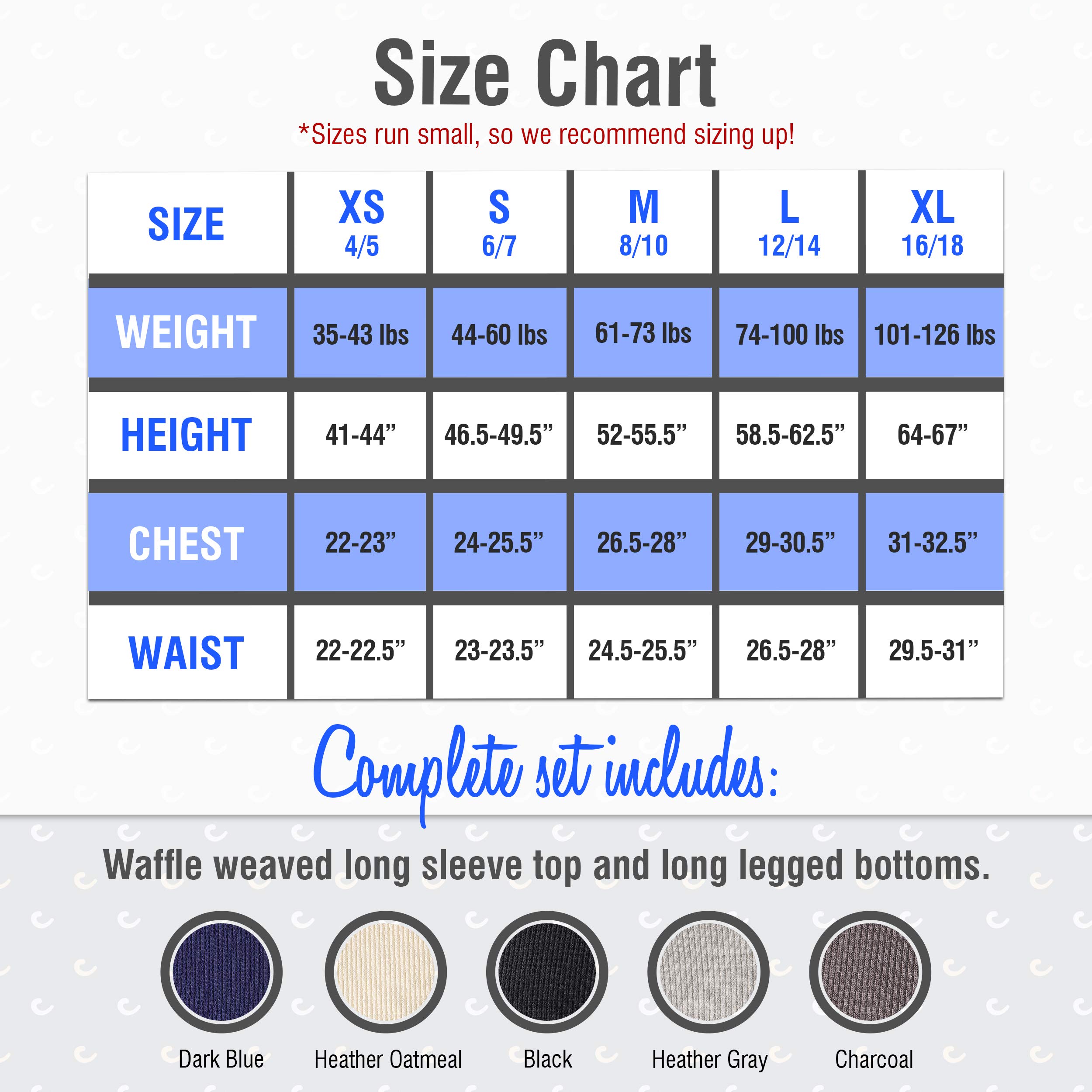 ONLY BOYS Thermal Underwear Set 4 Piece Waffle Knit Top and Long Johns (2T-16), Size 1214, CharcoalDark Blue