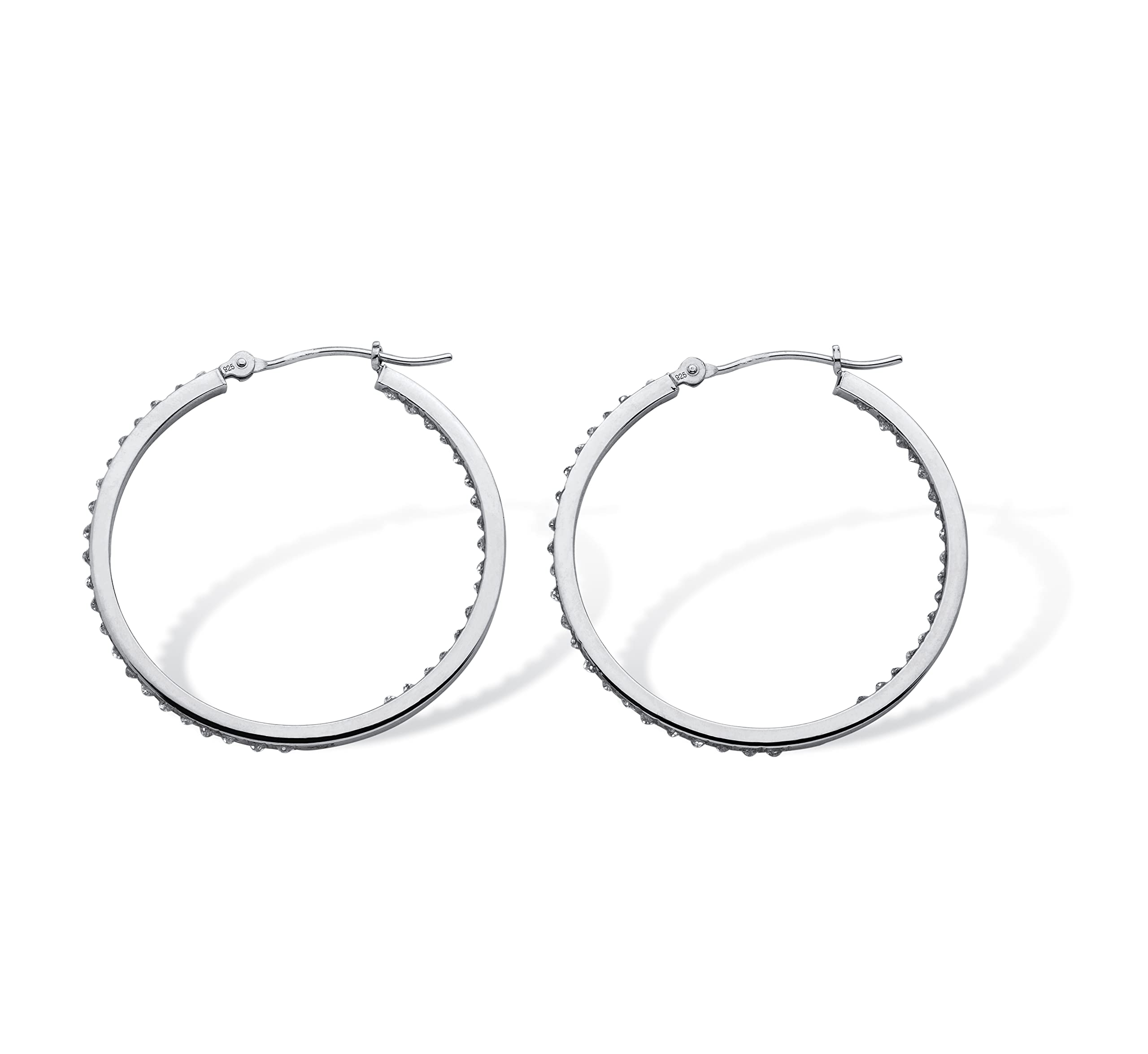 PalmBeach Platinum-plated Sterling Silver Genuine Diamond Accent Inside Out Hoop Earrings (31mm)