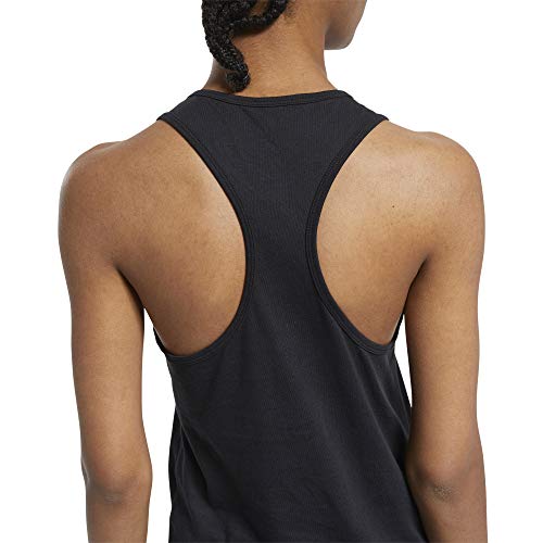 Reebok Women's Training Essentials Graphic Racerback Tank Top, Black/White, XX-Small