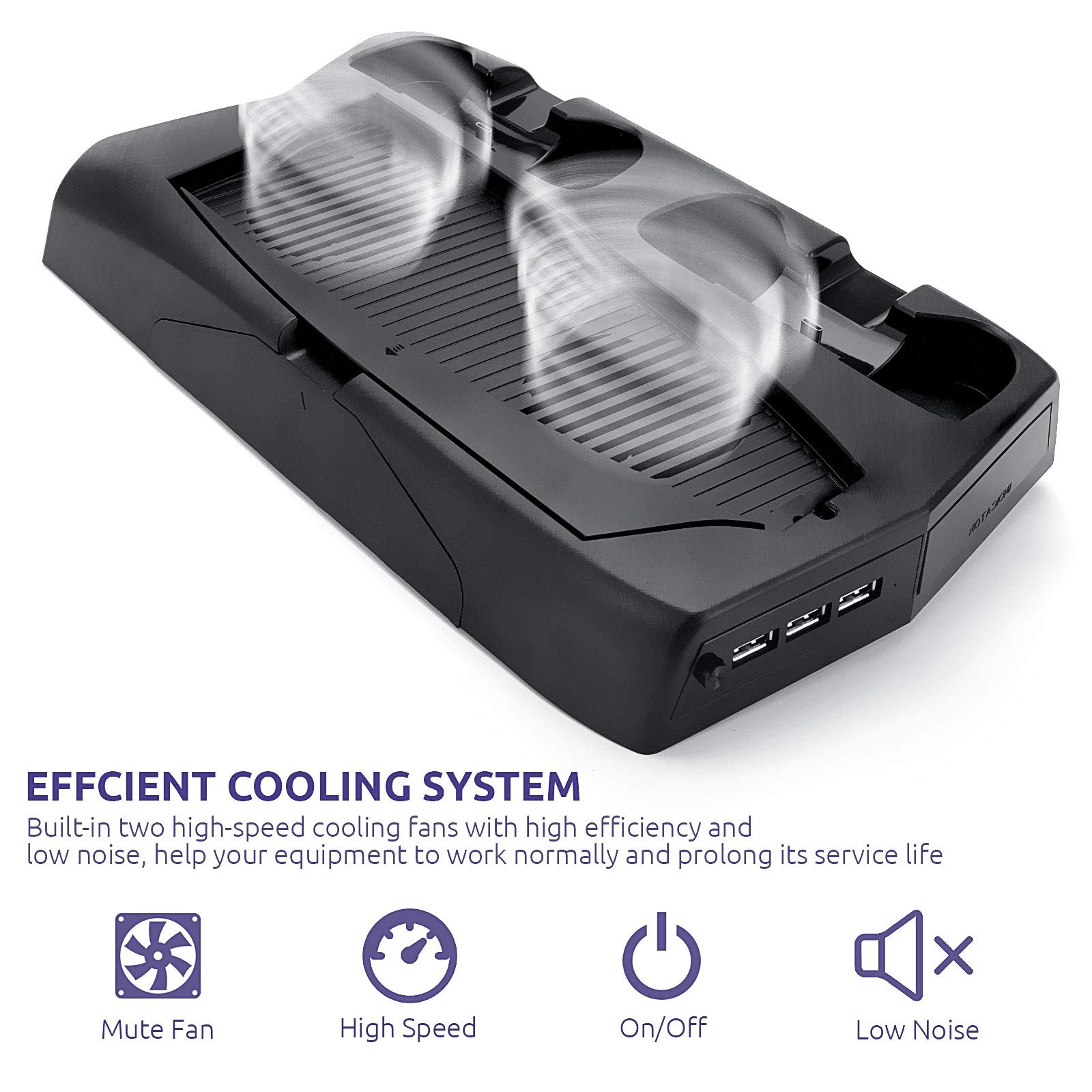 Stand with Cooling Fan and Dual Controller Charger for PS5, KRX All-in-One Design Accessories for Playstation 5 Digital Edition & Dualsense, Console System Charging & Cooling Station for PS5