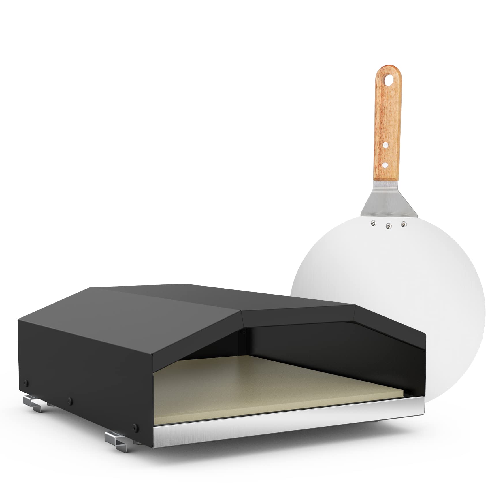 Onlyfire Outdoor Pizza Oven for Gas Grill Side Burner, Burner Top Pizza Oven Kit with Pizza Stone and Pizza Peel, 10.8'' x 12.4'' Single Burner Cooking Accessory for Camping, Backyard and Patio