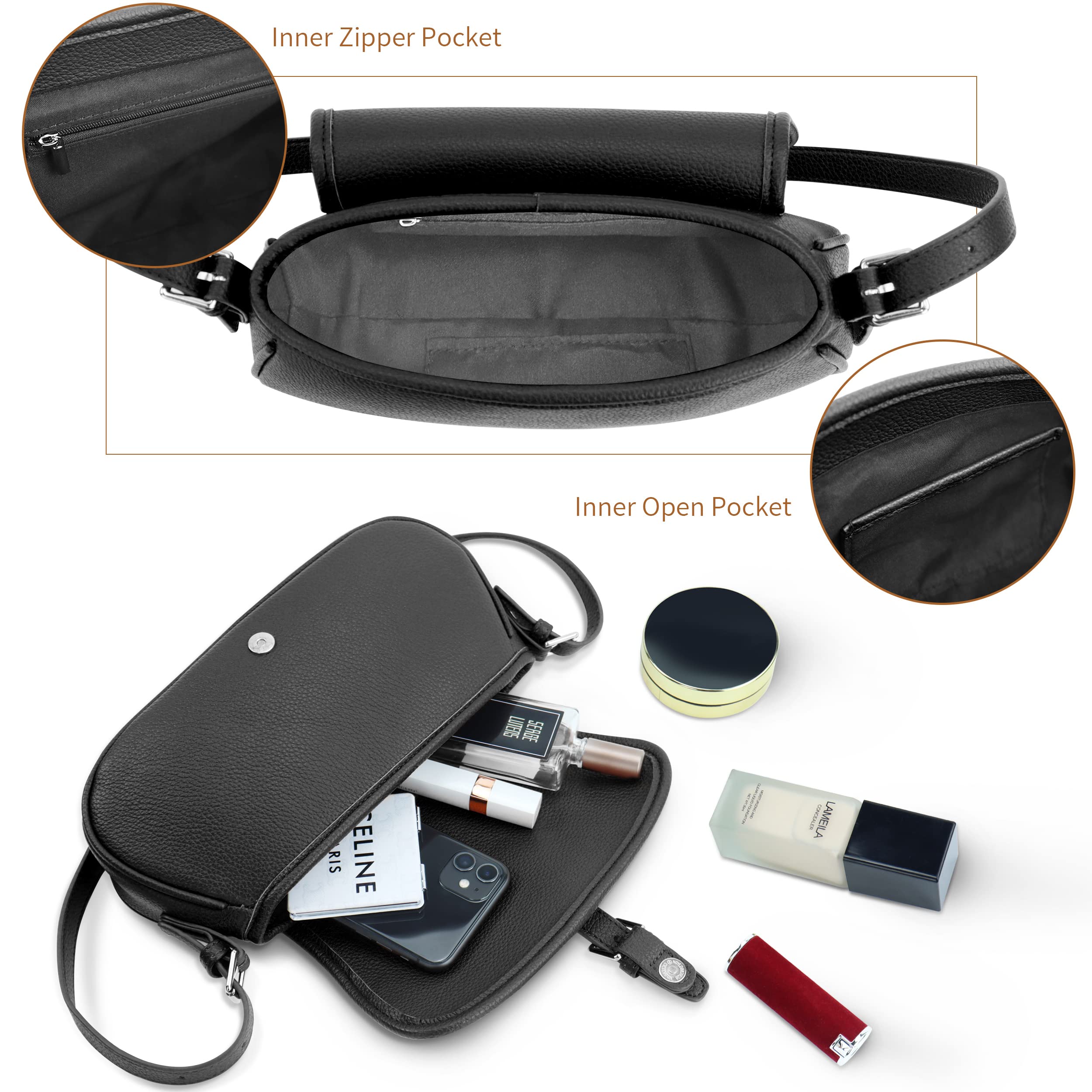 Whale Power Small Shoulder Bag for Women Fashion Faux Leather Purses Handbag Soft Lightweight Bags with Adjustable Strap