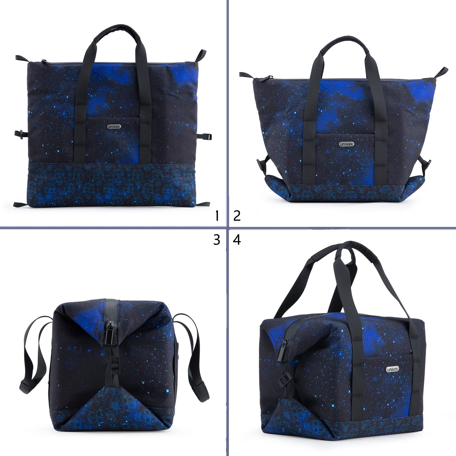 UNIKER Insulated Lunch Bag Foldable,Leakproof Lunch Box for Travel,Lunch Tote Reusable Meal Prep Container Bag,Bento Box Cooler Bag for Work Picnic Box Dark Blue