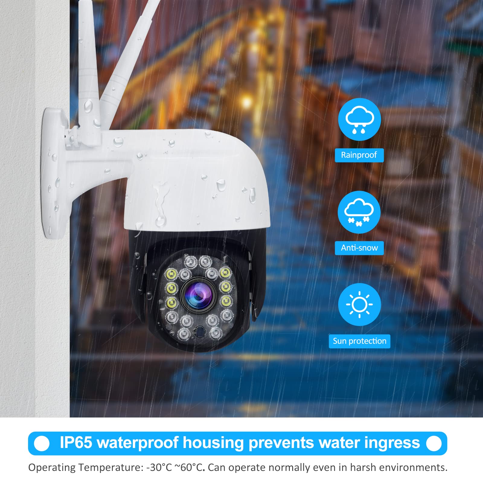 YoLuKe PTZ Camera Outdoor,5MP 20X Optical Zoom WiFi IP Camera with 360° Rotate and 1000ft View Distance/Human Detection & Auto Tracking/Two Way Audio/IP66 Waterproof/Night Vision