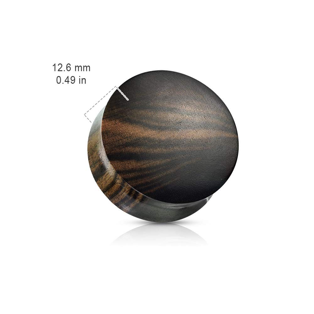 Pierced Owl Striped Ebony Wood Convex Saddle Plug Gauges, Sold as a Pair (22mm (7/8"))
