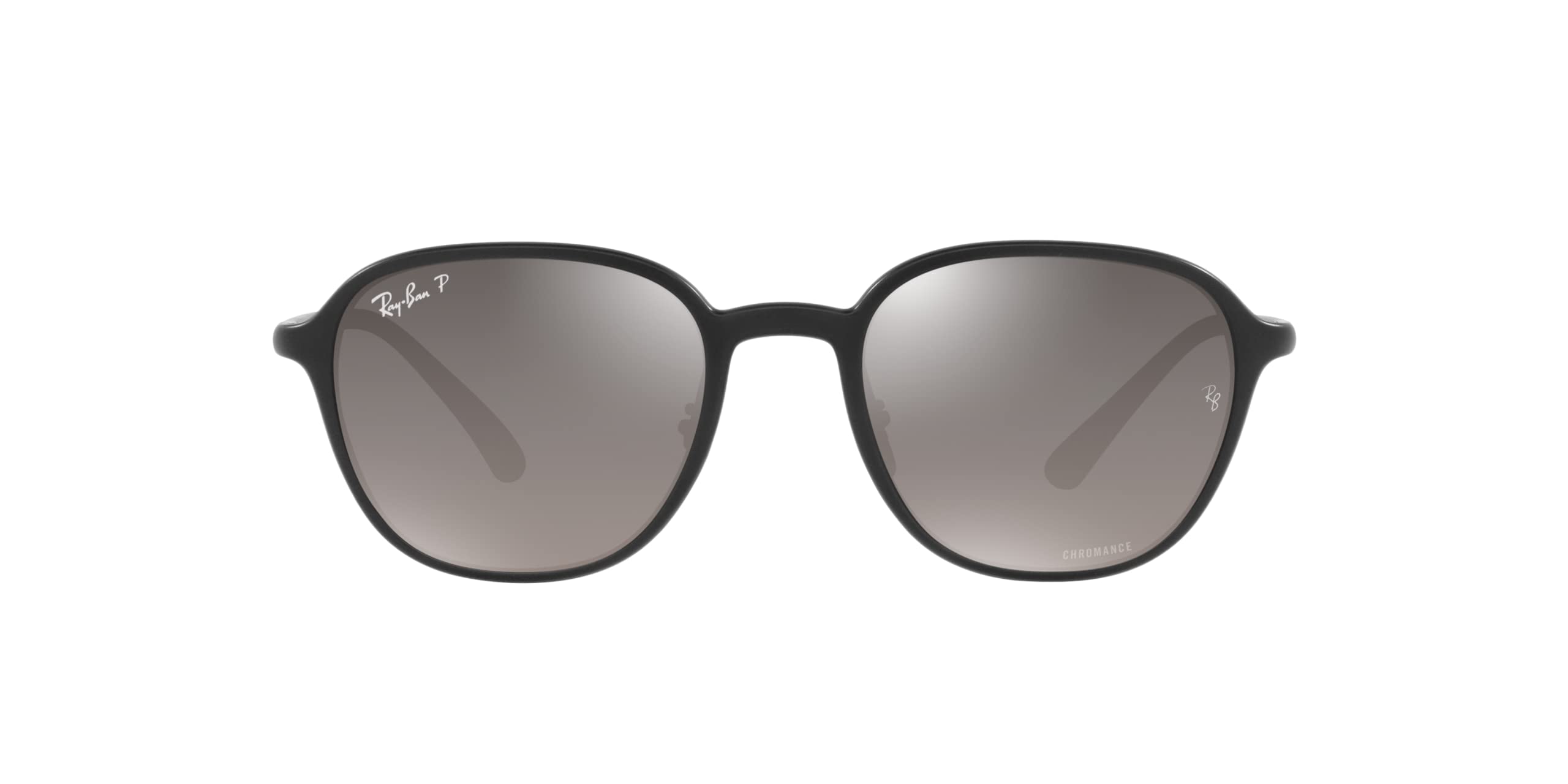 Ray-Ban Rb4341ch Chromance Square Sunglasses, Sanding Black/Green Mirrored Blue Polarized, 51 mm