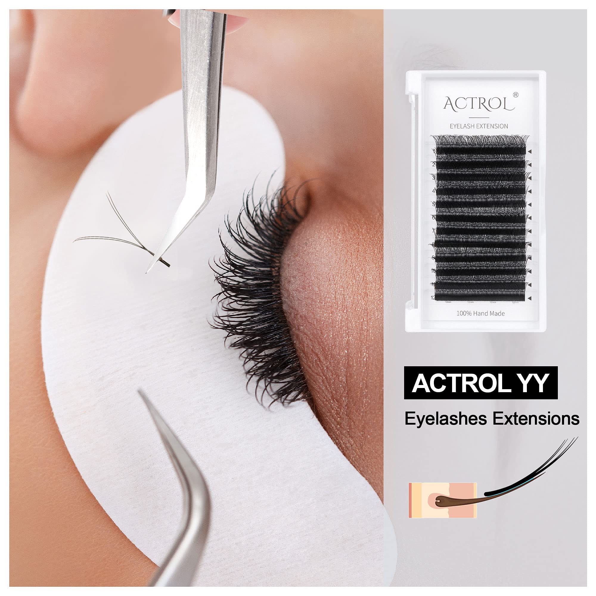 W Eyelash Extensions 4D Volume 0.07D Curl 8-15mm Easy Fan W-shaped Lash Premades Cluster Black W Lash