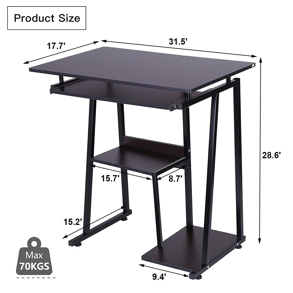 PMUYBHF Home Office Desks Standing Small Laptop Desk with Pullout Keyboard Tray for Small Spaces Computer Table for Couch Bedrooms