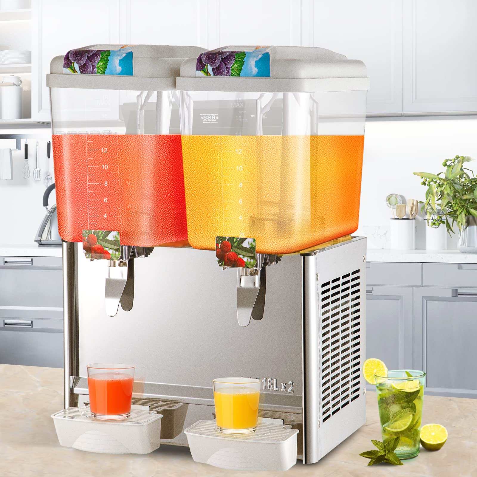 VEVOR Commercial Beverage Dispenser, 9.5 Gallon, Stainless Steel, White