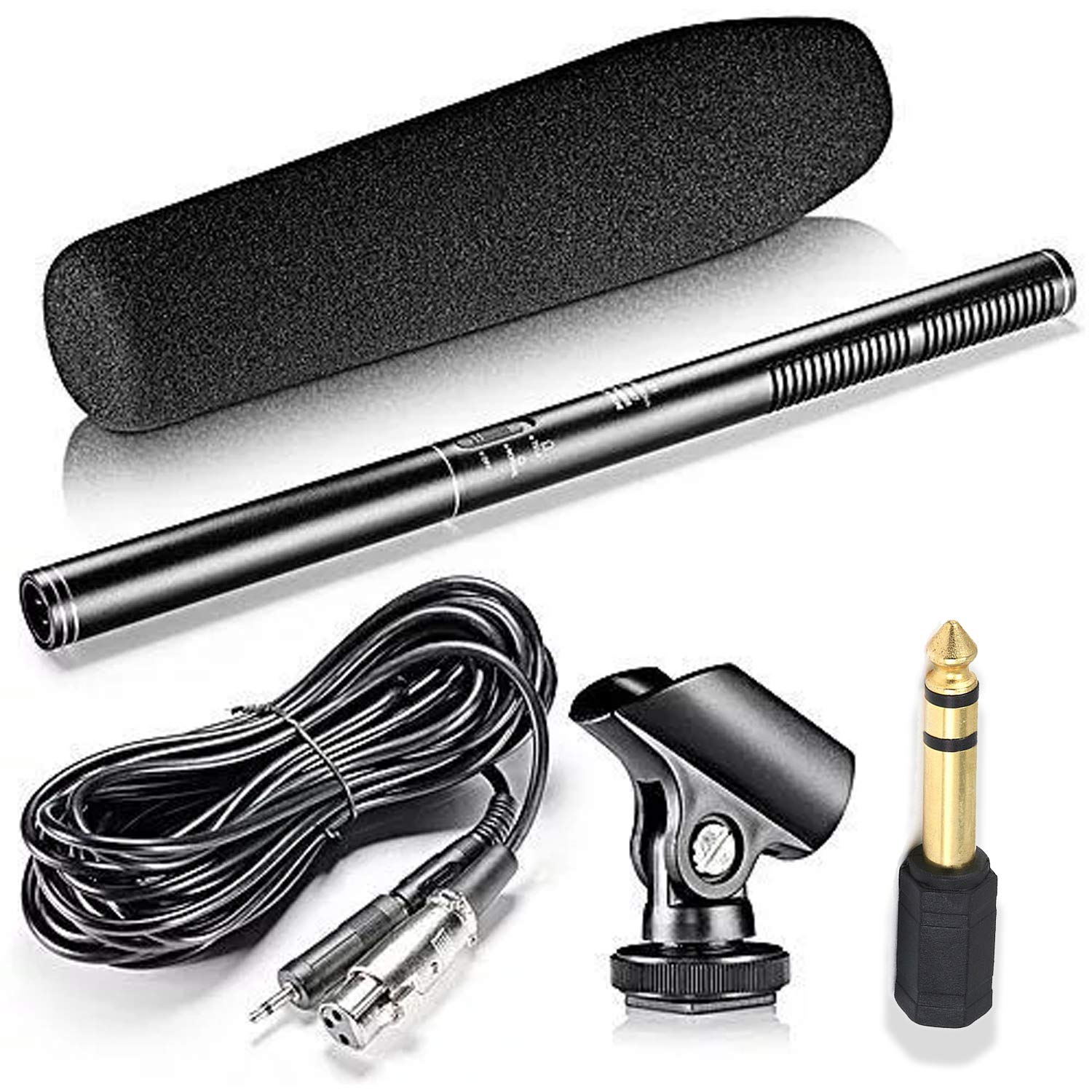 Pro Shotgun Super Uni-Directional Condenser Microphone Kit for Canon, Nikon, Fuji, Sony, Panasonic, Samsung and Olympus Digital SLR Cameras