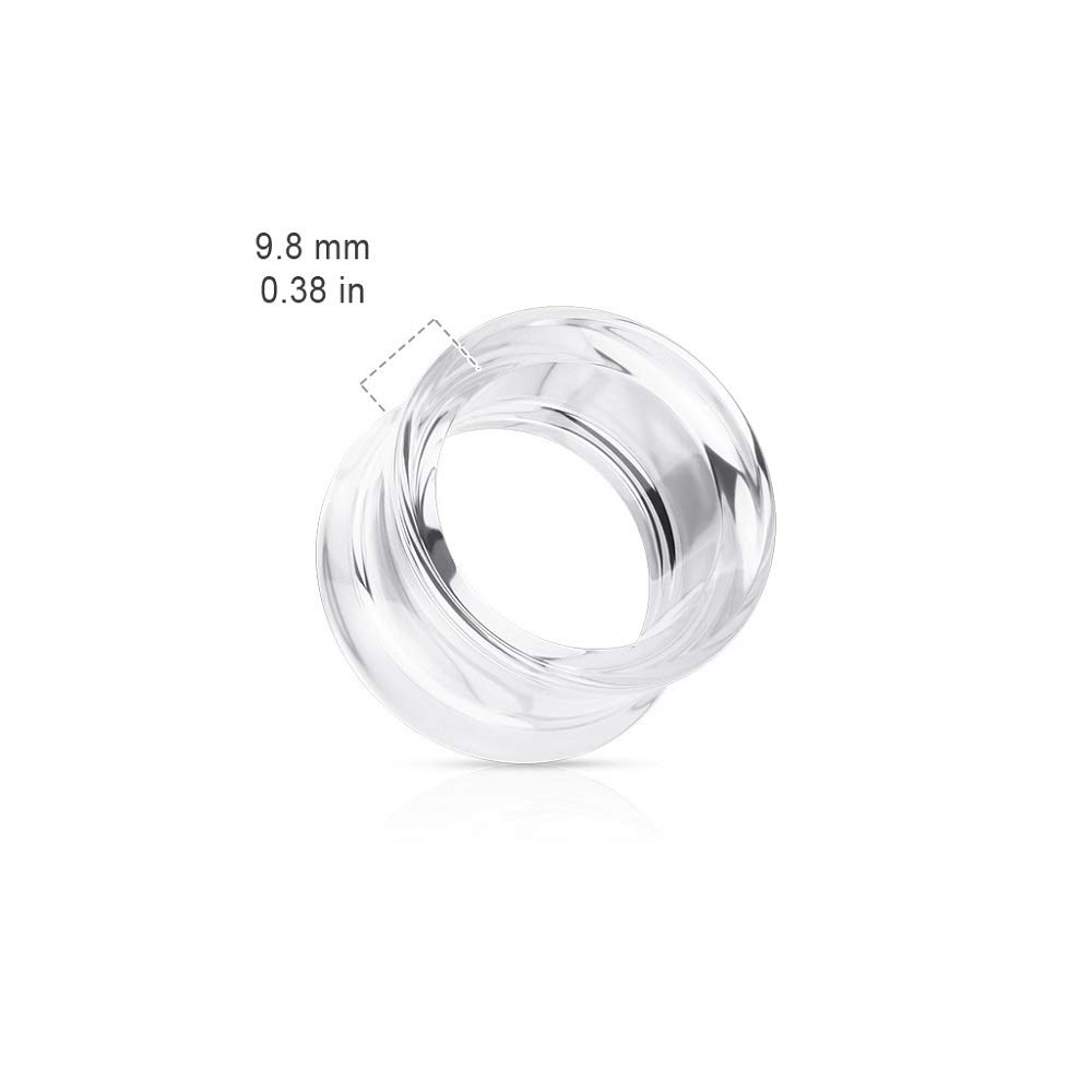 Pierced Owl Hollow Acrylic Double Flared Saddle Tunnel Plug Gauges, Sold As Pair (Clear, 10mm (00GA))