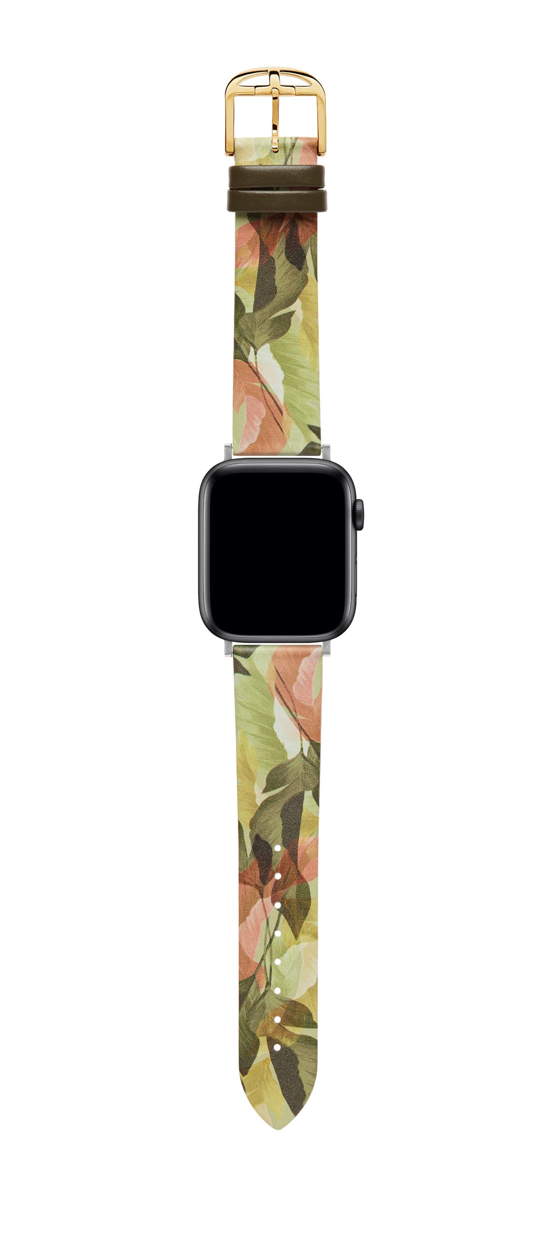 Ted Baker Green & Nude Floral Print Leather Strap for Apple Watch® (Model: BKS42F104B0)