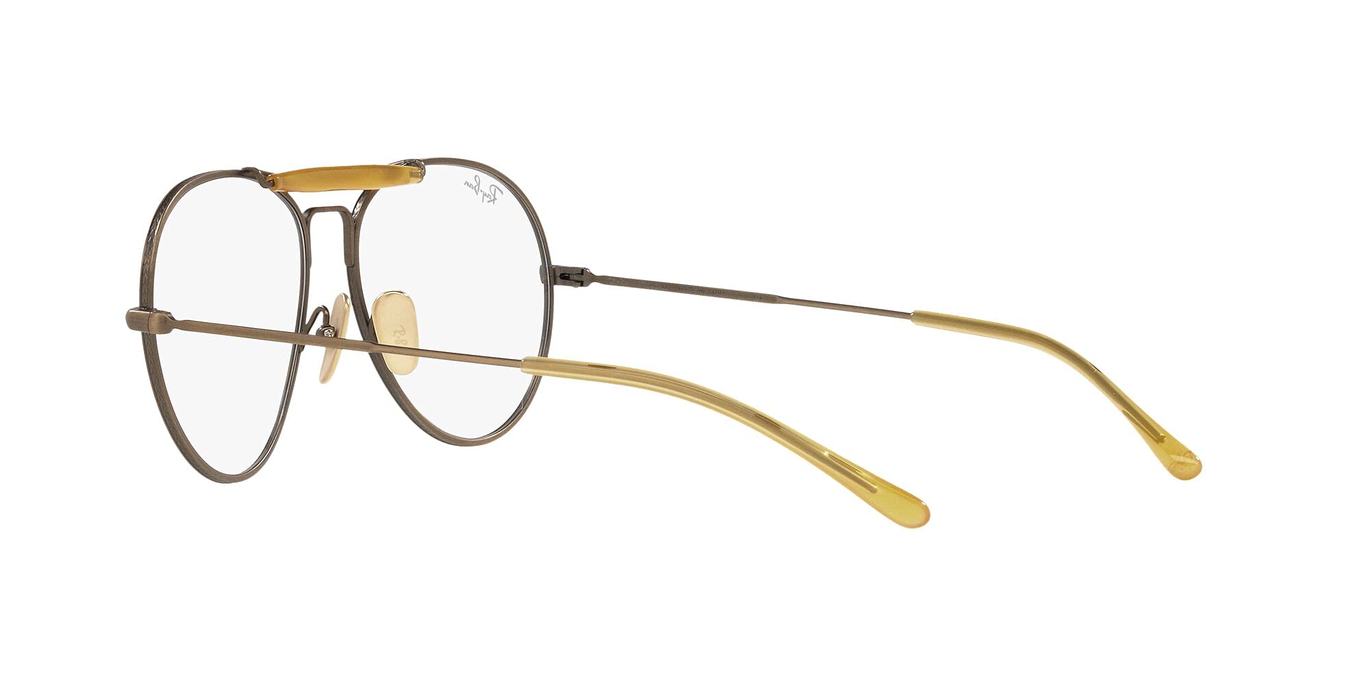 Ray-Ban RX8063V Titanium Aviator Prescription Eyewear Frames, Demi Gloss Antique Gold/Demo Lens, 55 mm
