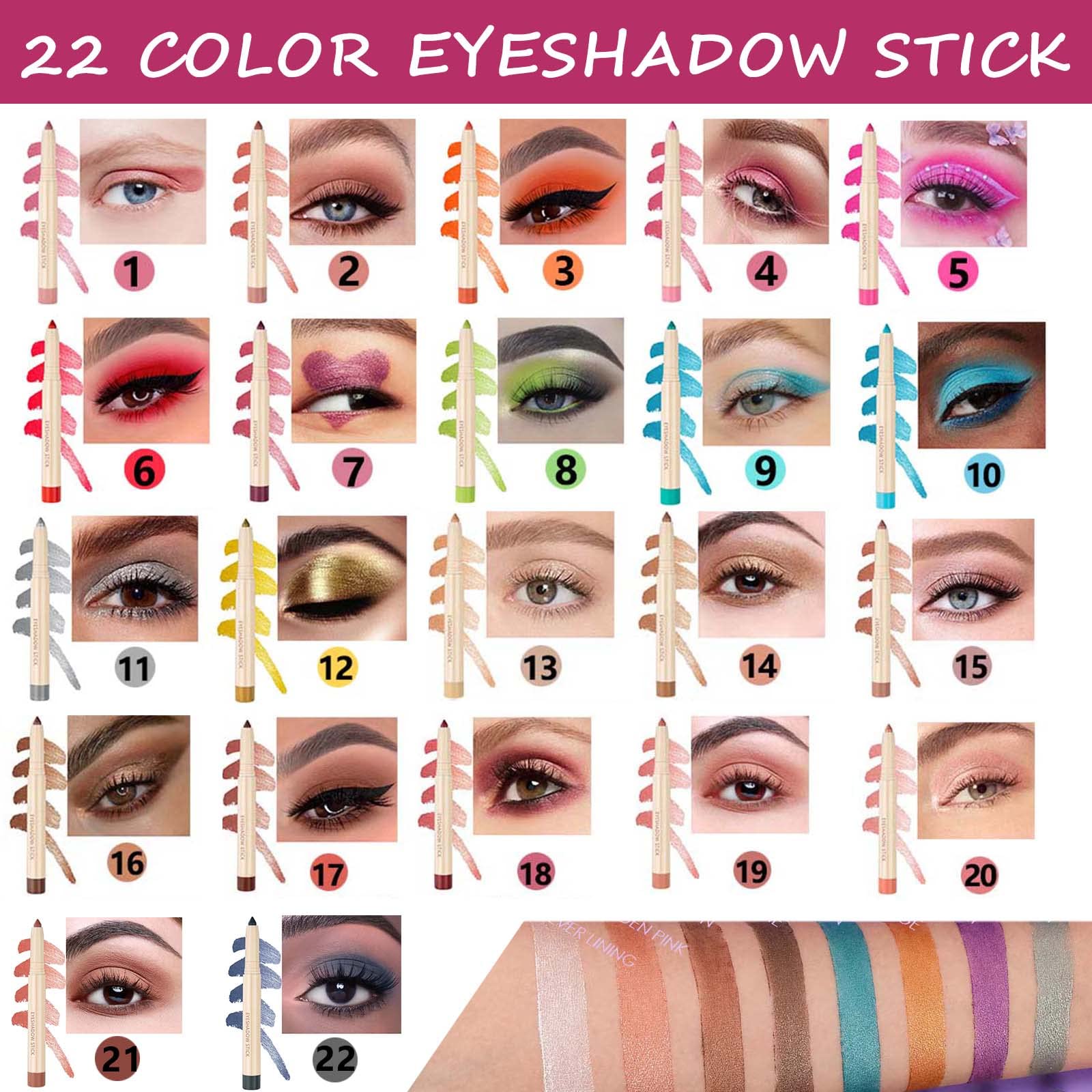 Red Matte Eyeshadow Stick Makeup Cream Shimmer Smooth Eyeshadow Pencil, Hypoallergenic Waterproof Long Lasting Eyeshadow, Create High-Impact, Multi-Dimensional Eyes Look (Red Matte # 06)