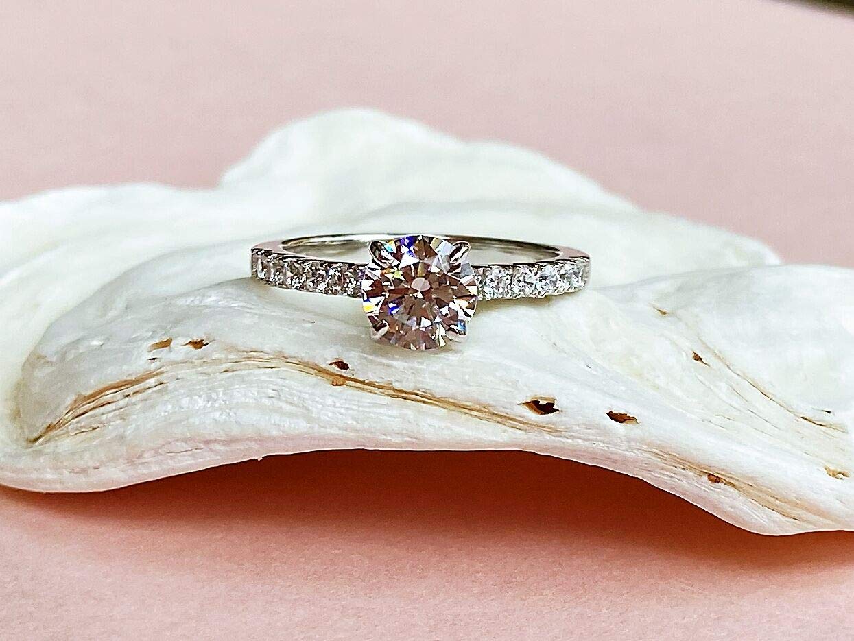 Silver 1.0 Ct Round Bridal Ring Petite Cz Accented Halo Ring Cathedral Engagement Anniversary Solitaire (6)