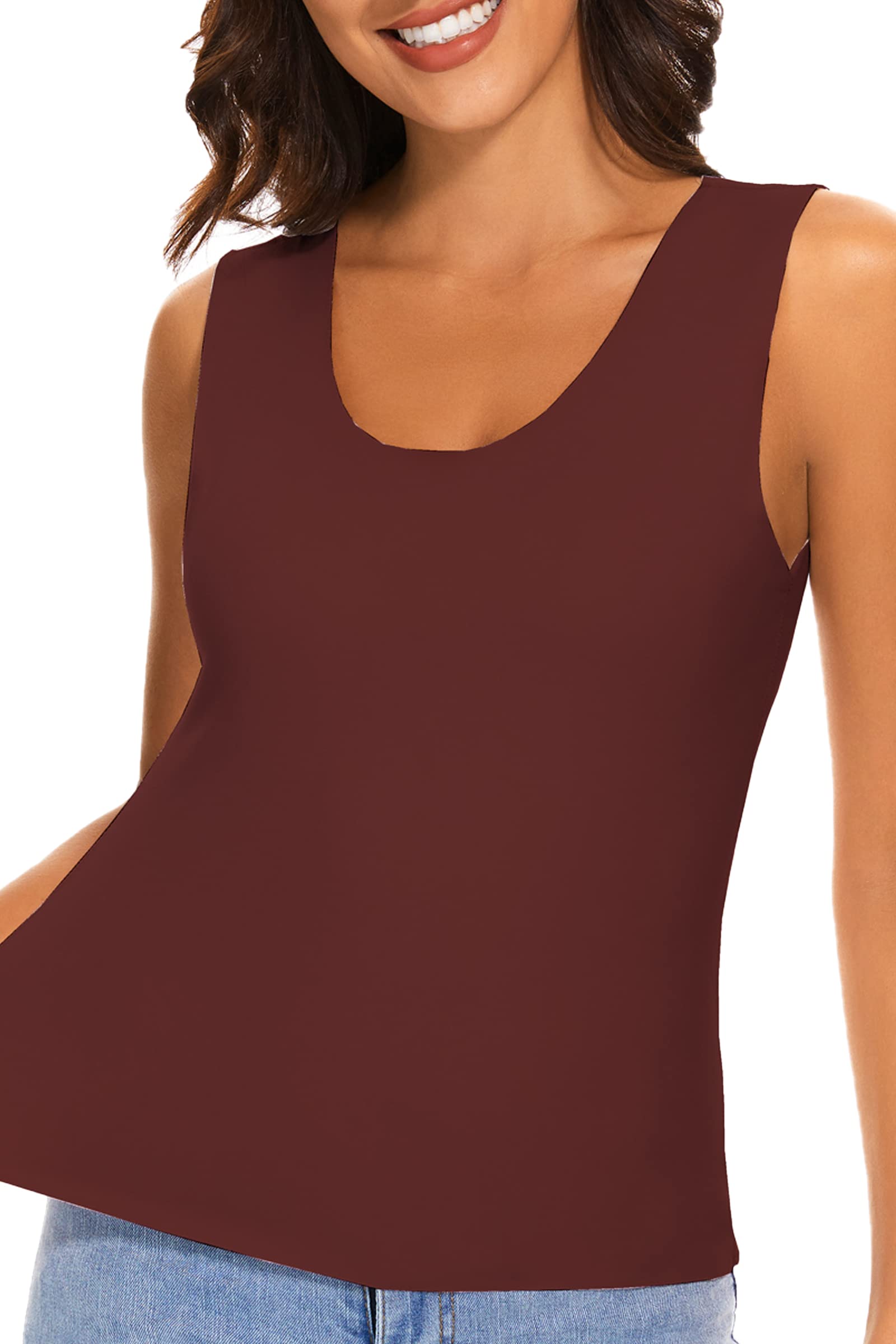 TLGAVQUEEN Womens Thermal Tank Tops Warm Base Layer Sleeveless Underwear Black Purple M