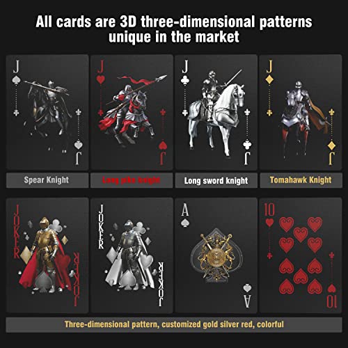WJPC Waterproof Playing Cards,Plastic Playing Cards,Deck of Cards ,Game and Party Poker Cards (Knight Gold)