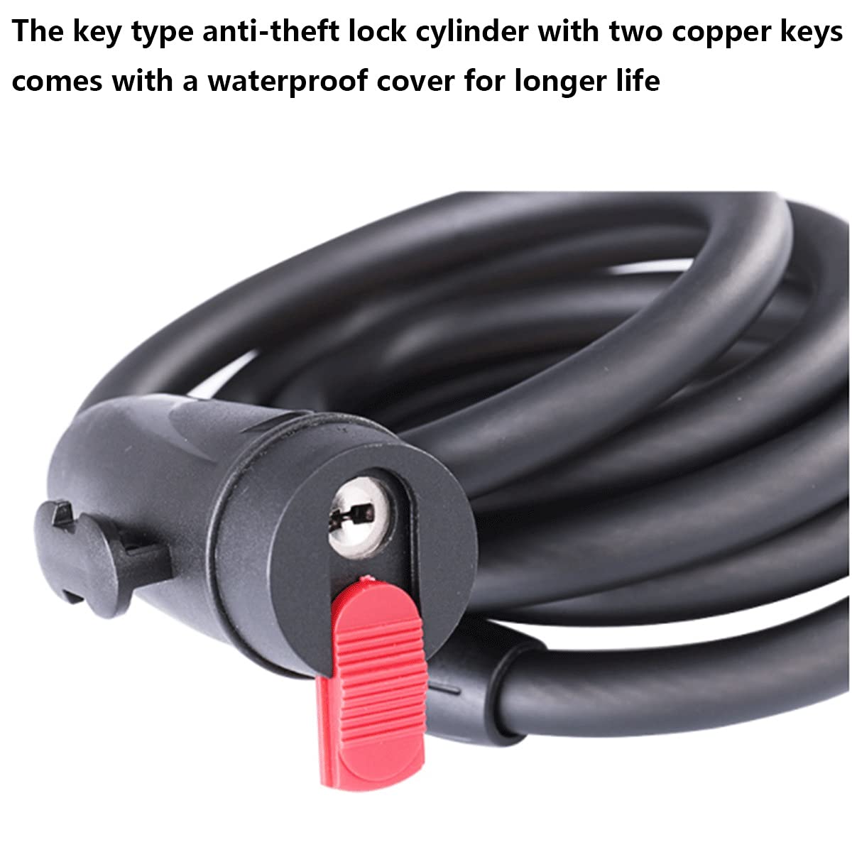 UFFD Bike Lock, Anti-Cut Lock ​Mounting Bracket,High Security for Bicycle, E-Sctooer and Motocycles (Color : Black, Size : 1.8M)