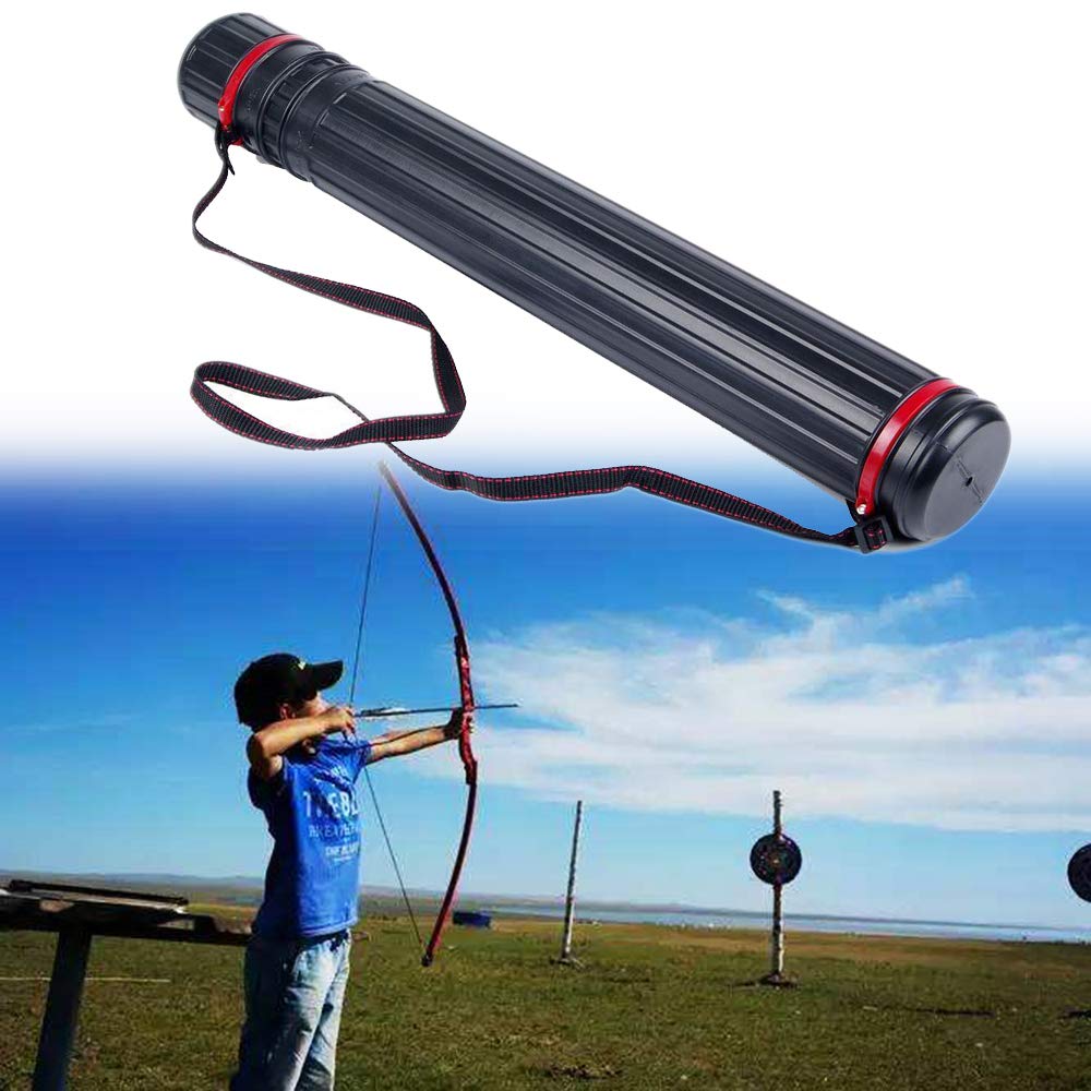 RMISODO 2 Pieces Arrow Quiver Extendable Telescopic Arrow Carrier Tube Archery Case Holder with Adjustable Back Strap, Length Expand from 17.72" to 28.35", Diameter 2.55inch, Can Hold 5 arrows