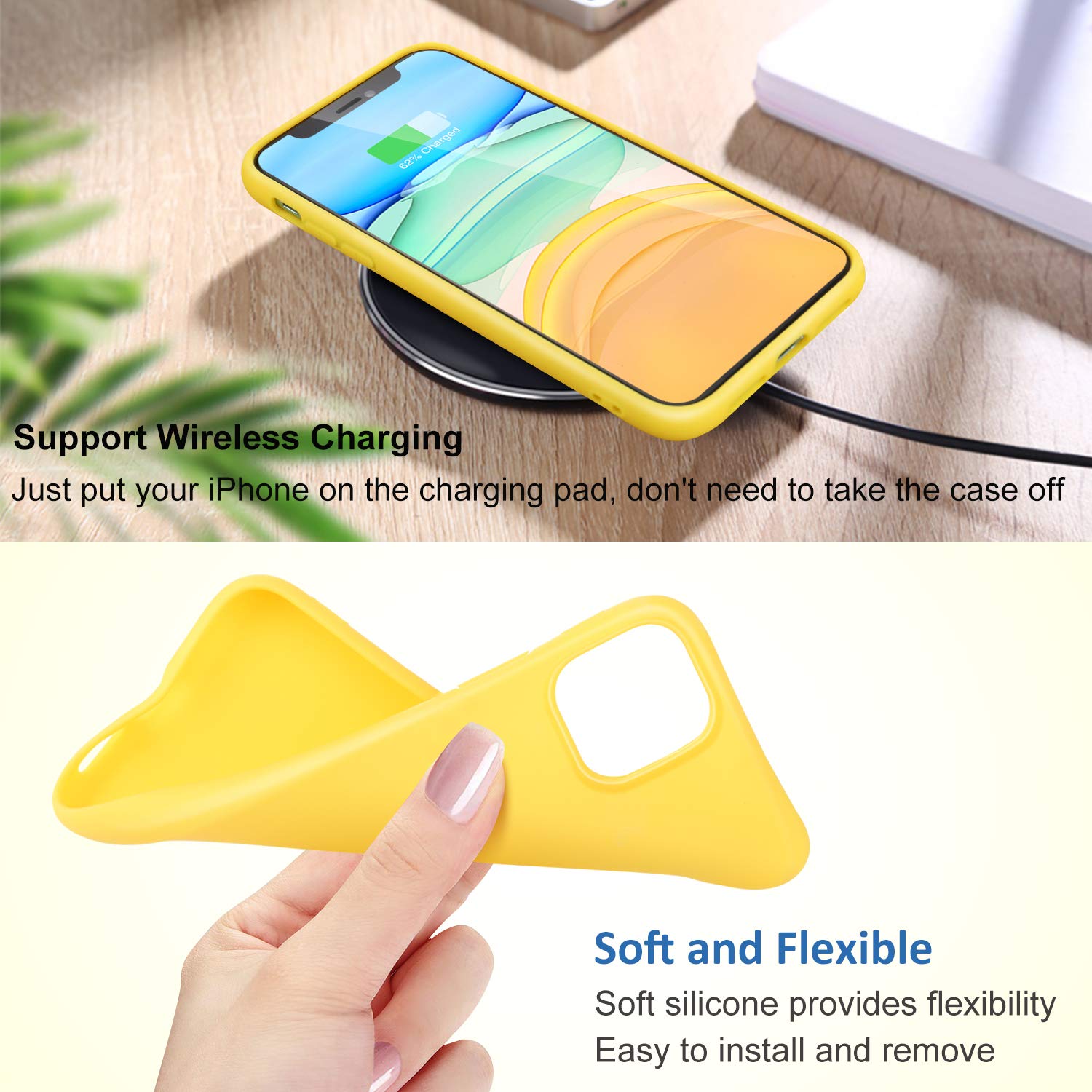 Pofesun Slim Fit iPhone 11 Case, 10 Pack Ultra-Thin Soft Silicone Protective Gel Phone Case Cover Compatible with iPhone 11 (6.1 Inch)-Black,Rose,Yellow,Rose,Green,White,Pink,Purple,Blue,Mint
