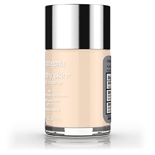 Neutrogena Healthy Skin Liquid Makeup Foundation, Broad Spectrum SPF 20 Sunscreen, Lightweight & Flawless Coverage Foundation with Antioxidant Vitamin E & Feverfew, Classic Ivory, 1 fl. oz