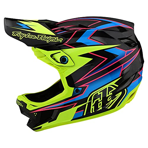Troy Lee Designs D4 Carbon Full Face Bicycle Helmet for Max Ventilation Lightweight MIPS EPP EPS Racing Downhill DH BMX MTB - Adult Men Women (Black/Flo Yellow, Medium)