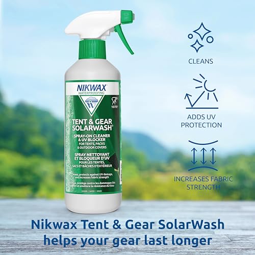 Nikwax Tent & Gear SolarWash, Cleaning, Waterproofing and UV Protector, Cleaner, Maintenance, Restores DWR Water Repellency on Outdoor Gear, Rain Fly, Canvas, Covers, Tarps, Backpacks, Accessories