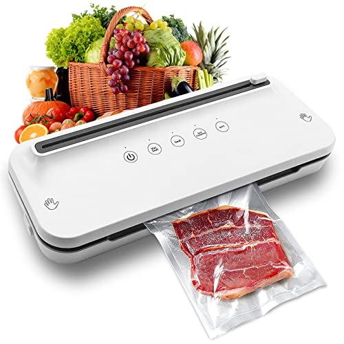 Pskang Vacuum Sealer Machine One-Touch Vacuum Sealer with Cutter for Automatic Air Sealing System with jar attachment for Food Storage Dry Wet Food Modes