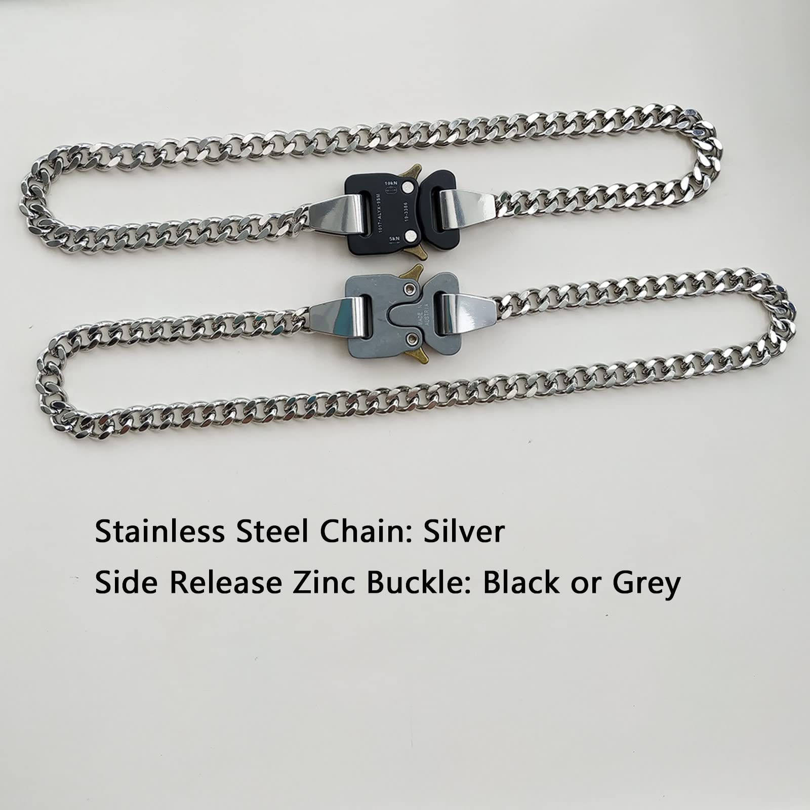 SU LIFE 20" Stainless Steel Chain Necklace Cuban Link and Side Release Buckle Necklace for Hip Hop Men Women