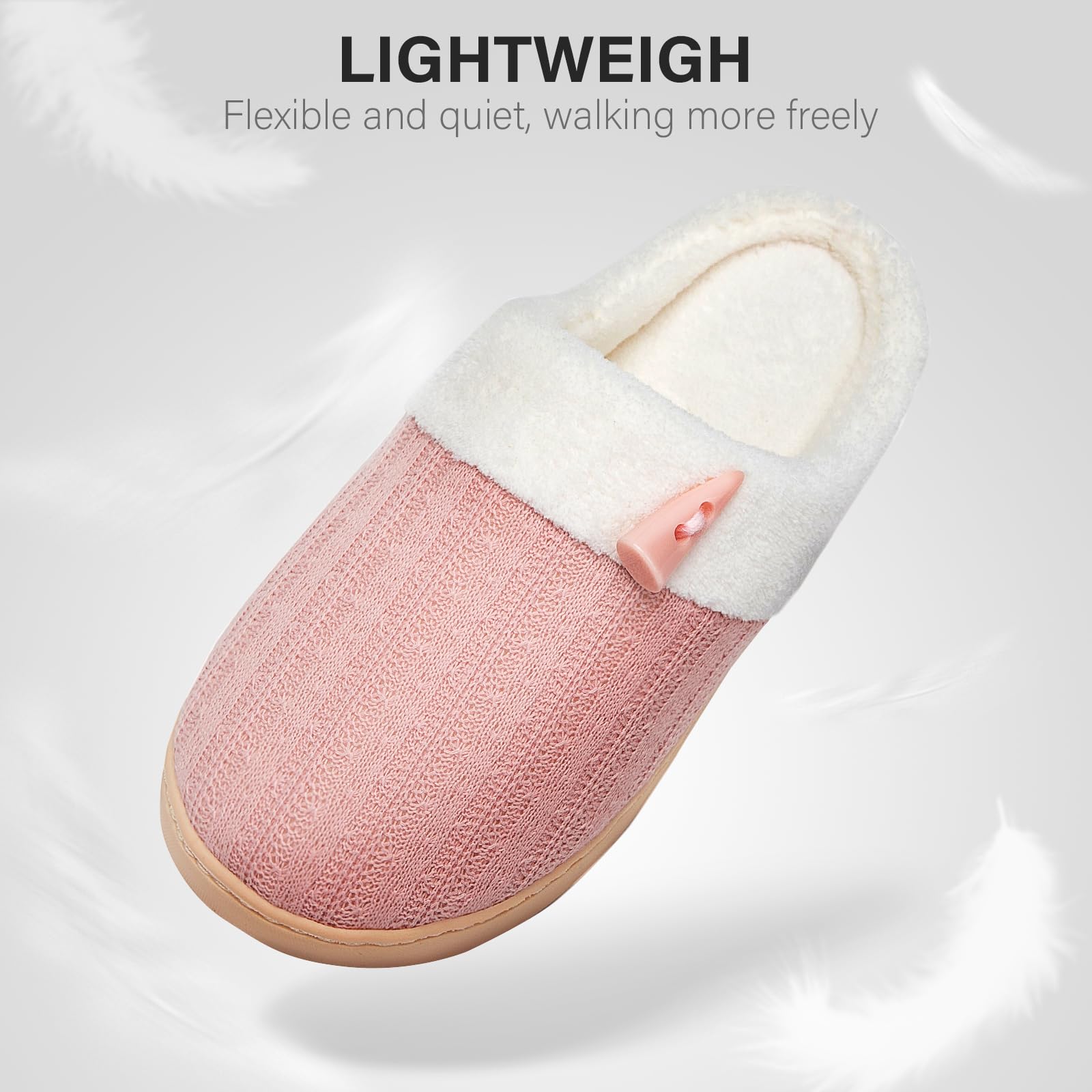 NineCiFun Women's Slippers Scuff Comfy Lightweight House Shoes Slip on Memory Foam Bedroom Slippers Indoor Outdoor Home Shoes with Soft Terry Lining(Pink,7-8)