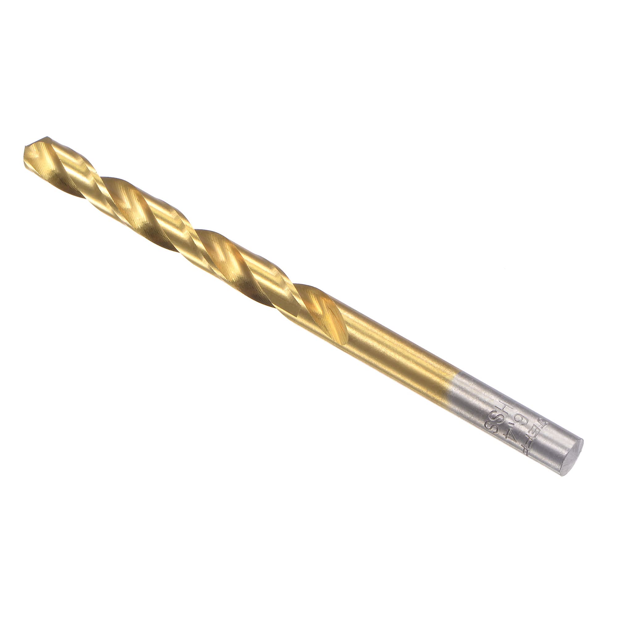 uxcell 6.3mm Drill Bits High Speed Steel Straight Shank 100mm Length Twist Drill Bit Fully Ground Titanium Coated 2 Pcs