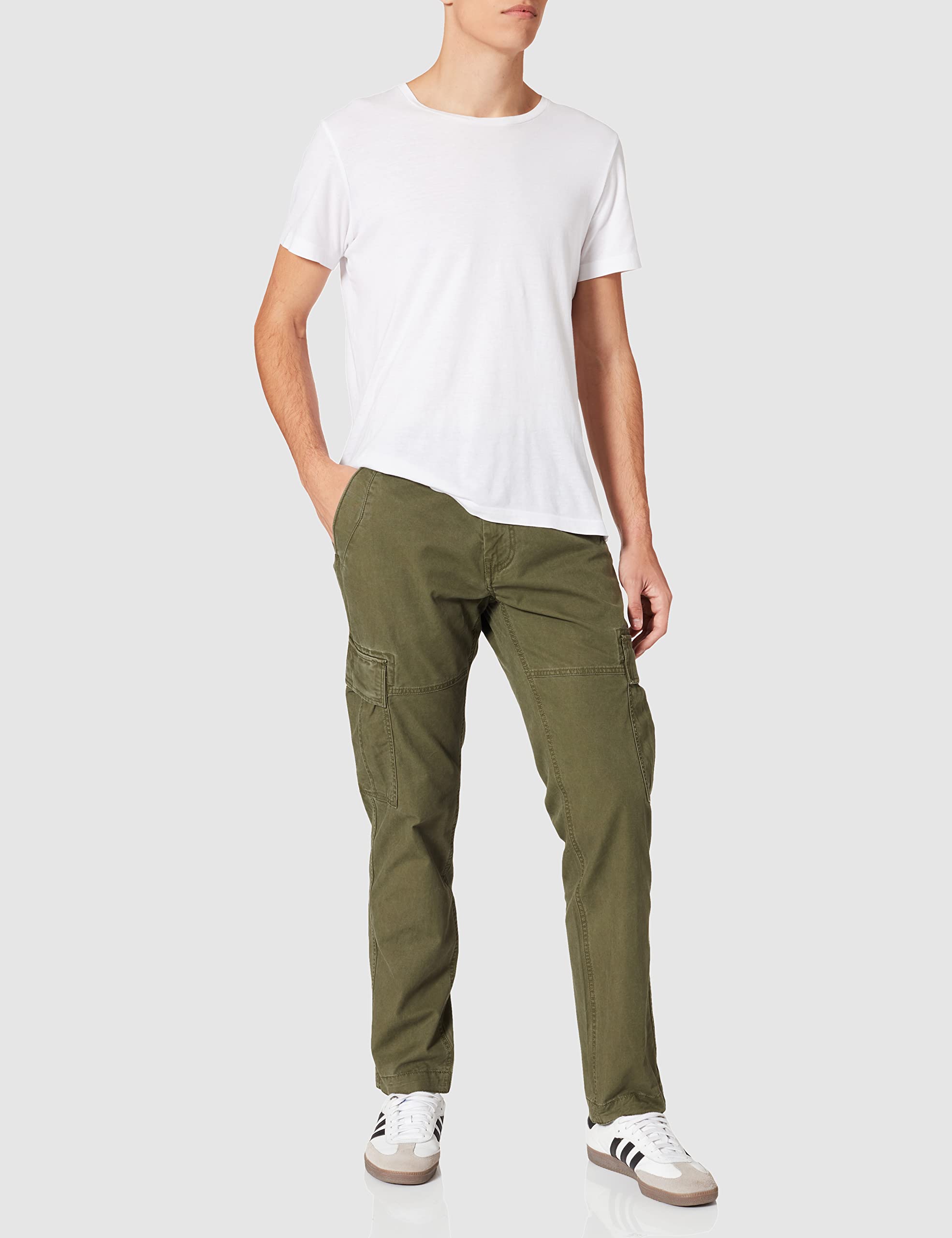 Superdry Mens Organic Cotton Core Cargo Pants, Slim Fit Authentic Khaki Size 36/32