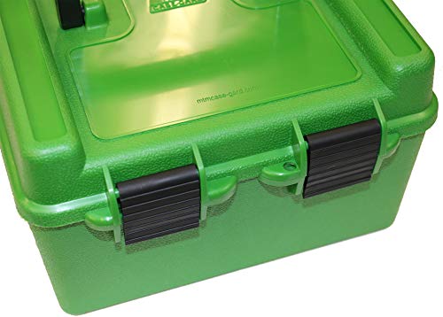 MTM R-100-10 Deluxe Ammo Box 100 Round | Fits 22-250 243 270 308 Win 30-06 | Includes Adjustable Inner Trays | Made of Polypropylene | USA Made | Green