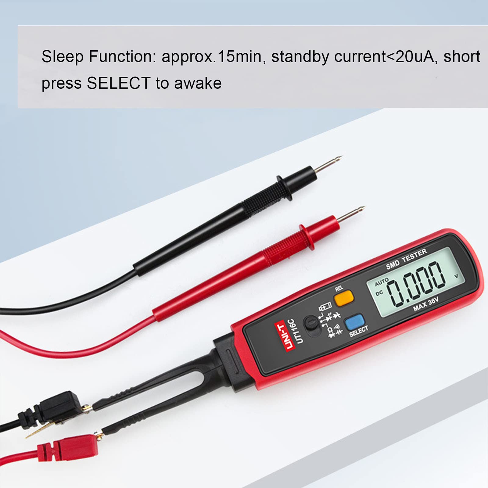 UNI-T Digital Smart SMD Tester,Handheld Resistance Capacitance Tester Tweezers Intelligent LCR Meter Diode Continuity Resistor Capacitor LED Battery Test Auto Ranging 6000 Counts