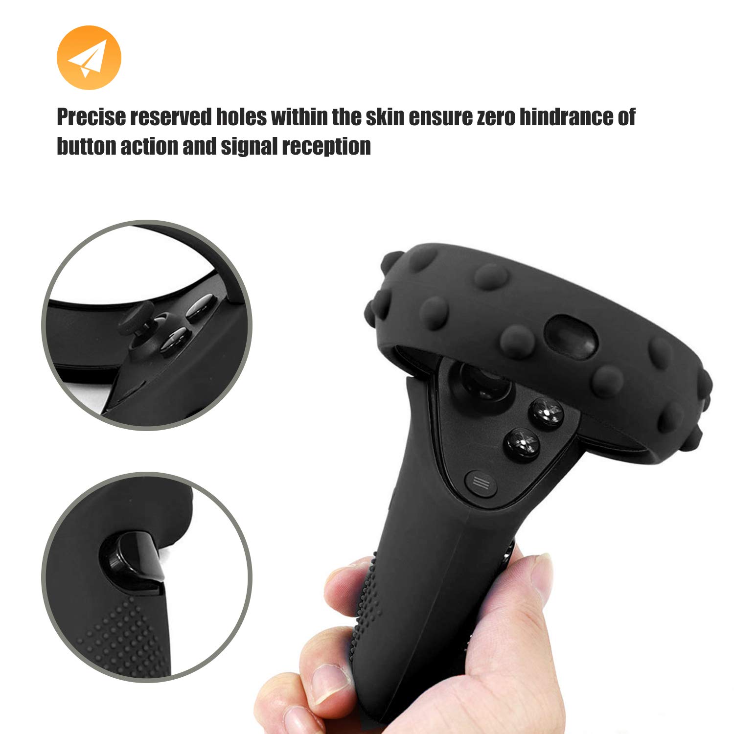 ProCase Controller Skin for Oculus Quest Touch Controller, 1 Pair Silicone Grip Cover Anti-Slip Protective Case for Oculus Quest/Rift S Handle -Black