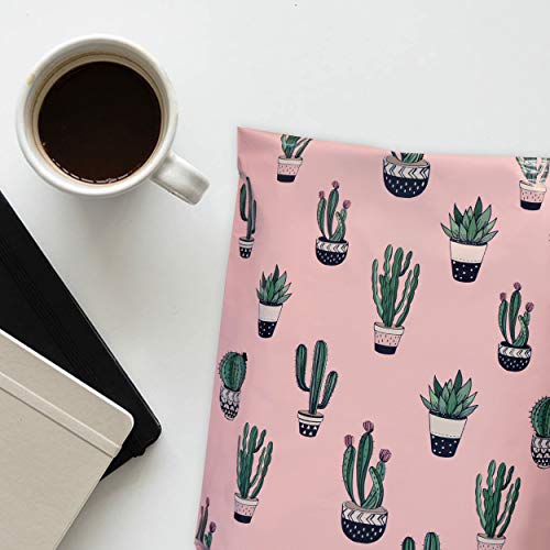 Pack It Chic - 10X13 (100 Pack) Geometric Leaves Pattern - Thank You Poly Mailer Envelope Plastic Custom Mailing & Shipping Bags - Self Seal