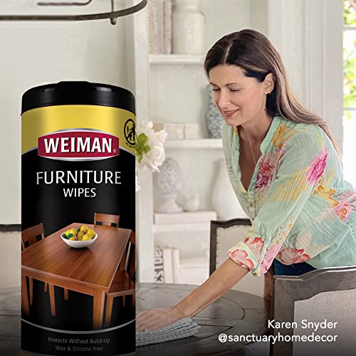 Weiman Wood Cleaner and Polish Wipes - Clean, Polish & Protect Wood Furniture, 30 Count