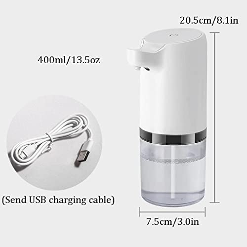 Refillable Soap Dispenser Automatic Soap Dispenser 13.5oz Touchless Foaming Liquid Soap Dispenser Ipx3 Waterproor Rechargeable Soap Pump for Bathroom Easy to use