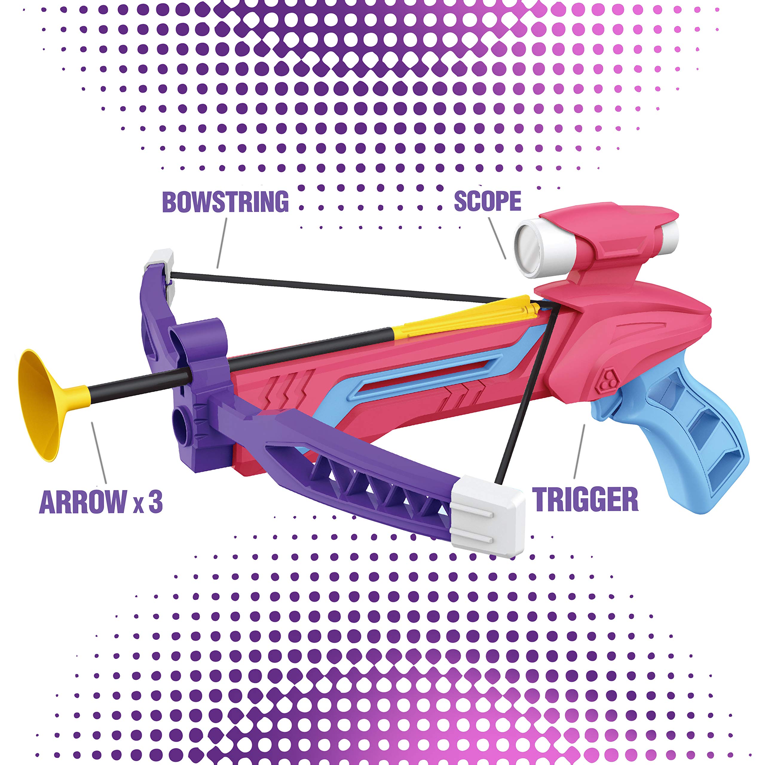 Pro Star Mini Pink and Purple Archery Bow with Target Set, Safe Foam Dart Arrows | Kids Crossbow Toy
