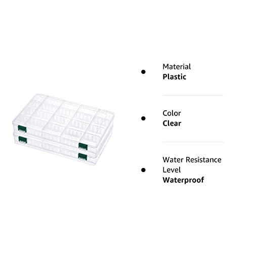 Piscifun Fishing Tackle Boxes, Plastic Clear Fishing Tackle Trays with Removable Dividers, 3600 Storage Organizer Boxes, 2 Packs Tackle Trays