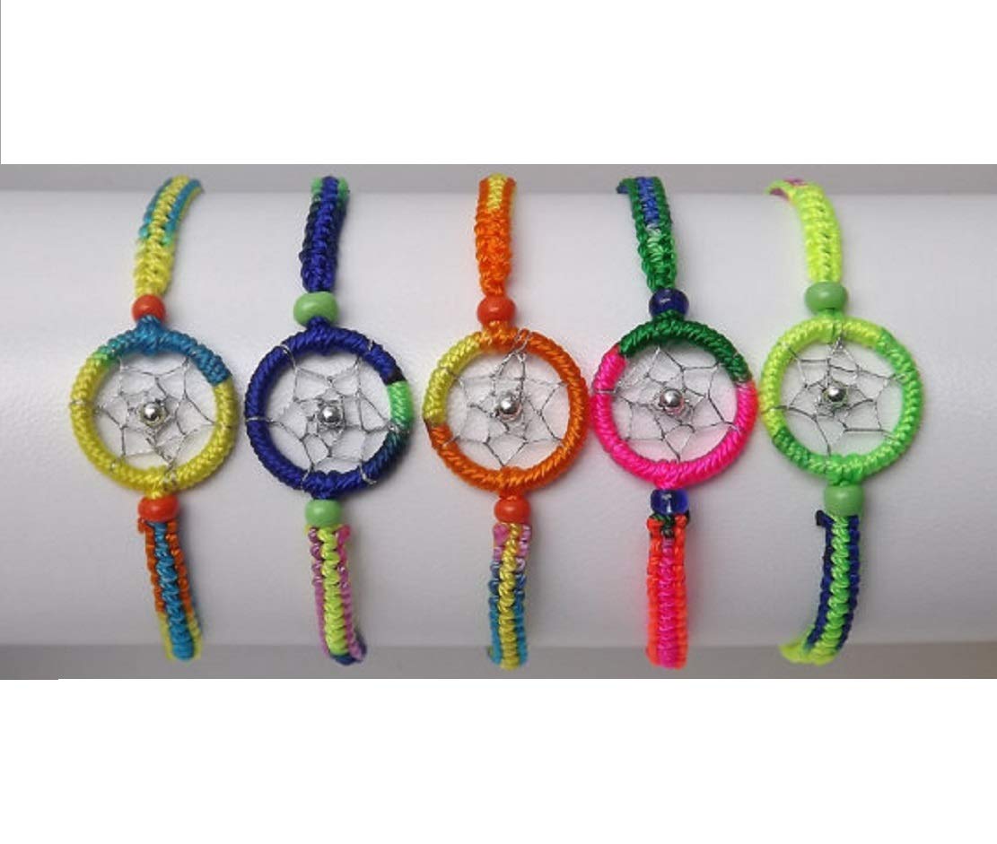 O3 #91 Fifty Pack Woven Friendship Dream Catcher Bracelets Assorted Colors Peru Art