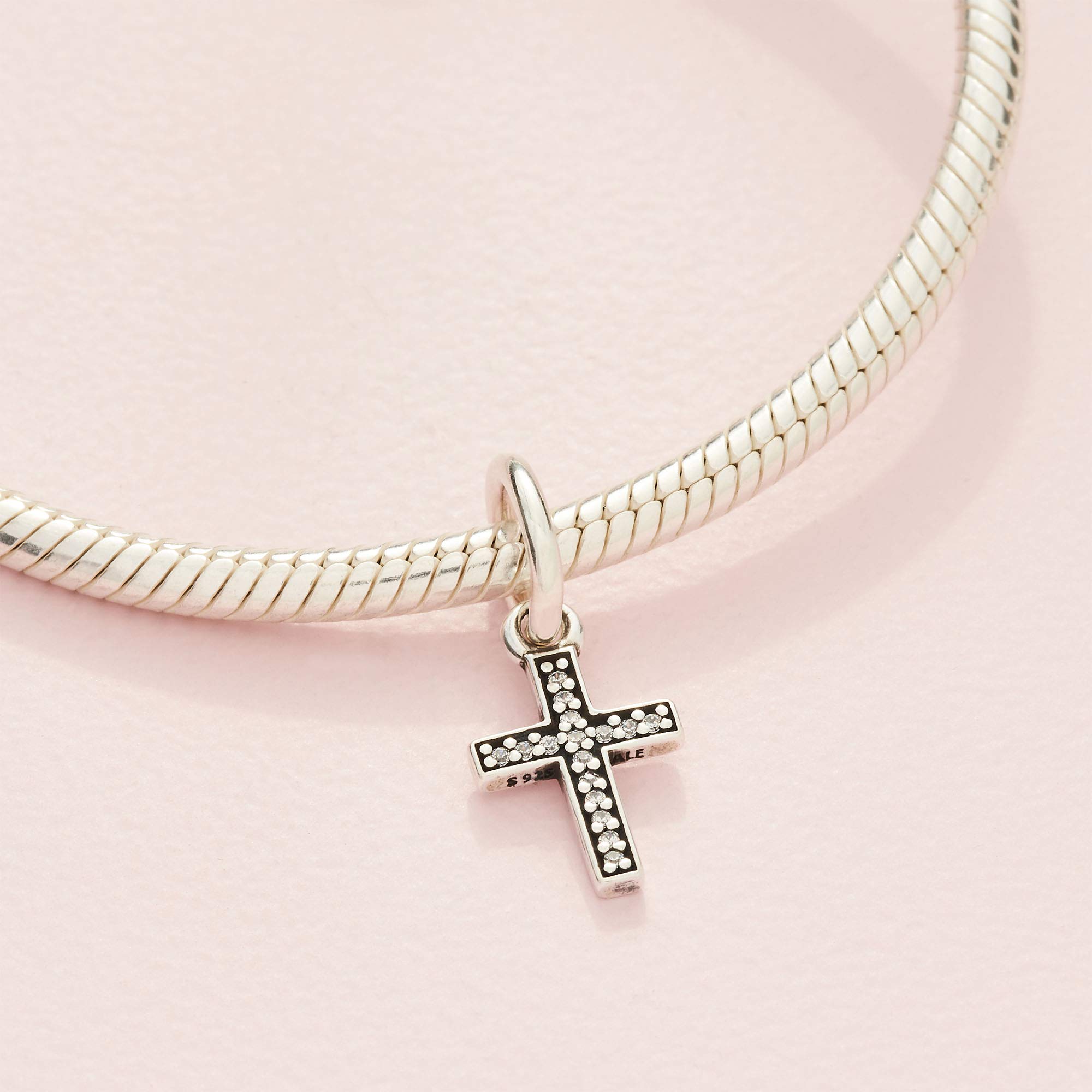 PANDORA Symbol Of Faith Cross Dangle Charm, Sterling Silver, Cubic Zirconia, One Size