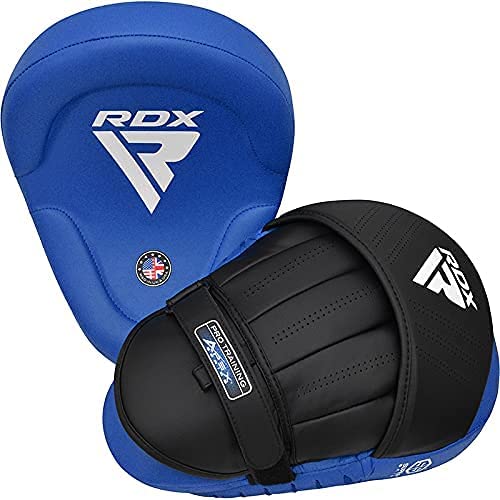 RDX Boxing Pads Curved Focus Mitts, Maya Hide Leather APEX Hook and jab Training Pad, Adjustable Strap Ventilated, MMA Muay Thai Kickboxing Coaching Martial Arts Punching Hand Target Strike Shield